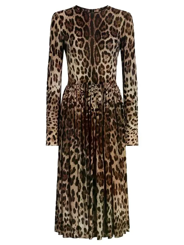 Dolce & Gabbana Animal-print Midi Dress - Brown