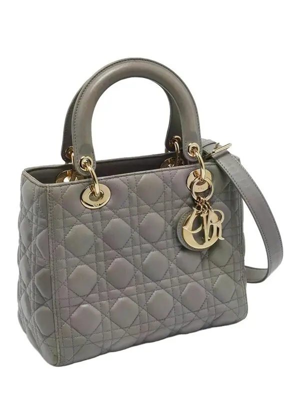 Dior Lady Charm-detail Tote - Grey