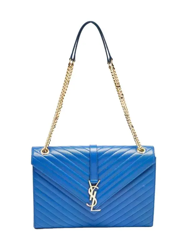Saint Laurent Medium Chevron-leather Crossbody Bag - Blue