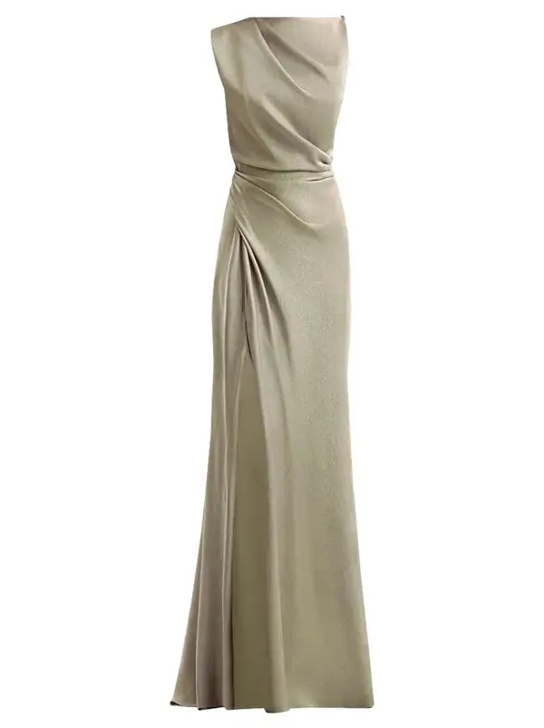 GEMY MAALOUF Asymmetrical Draped Maxi Dress - Green