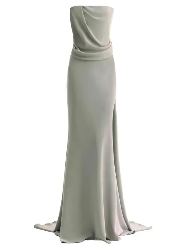 GEMY MAALOUF Strapless Draped Maxi Dress - Grey