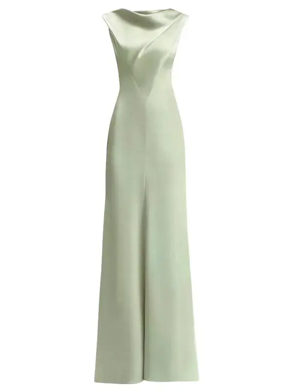 GEMY MAALOUF Draped V-bodice Maxi Dress - Green