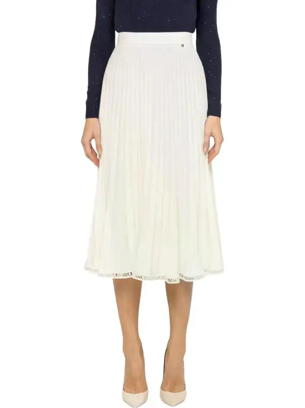 NISSA High-waist Pleated Midi Skirt - White