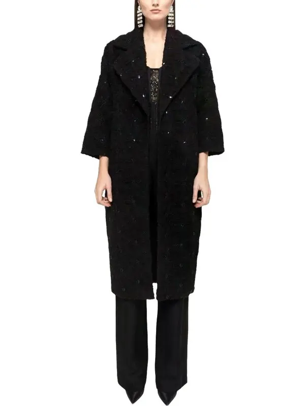 NISSA Bead-embellished Coat - Black