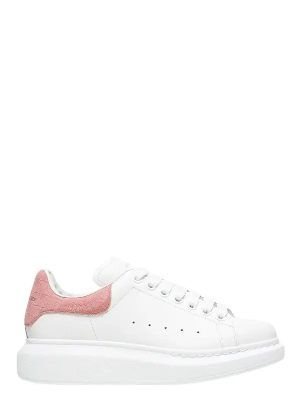 Alexander McQueen Oversized Embossed Suede Croco - White/rose