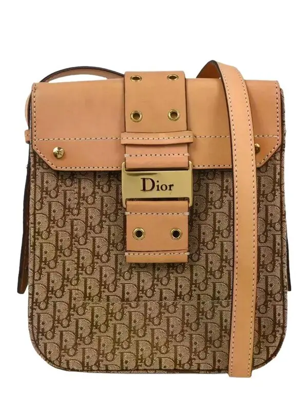 Dior 2003 Trotter-pattern Shoulder Bag - Brown