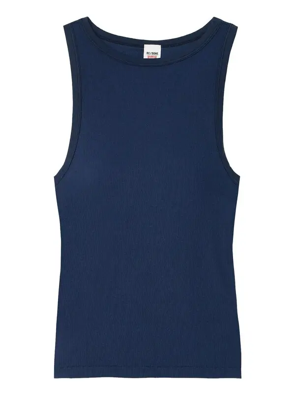 RE/DONE Hanes Ribbed Stretch-modal Tank - Blue