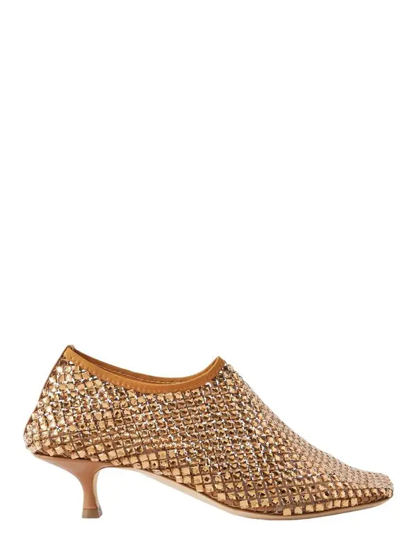 Christopher Esber Minette Leather-trimmed Crystal-embellished Mesh Pumps - Brown