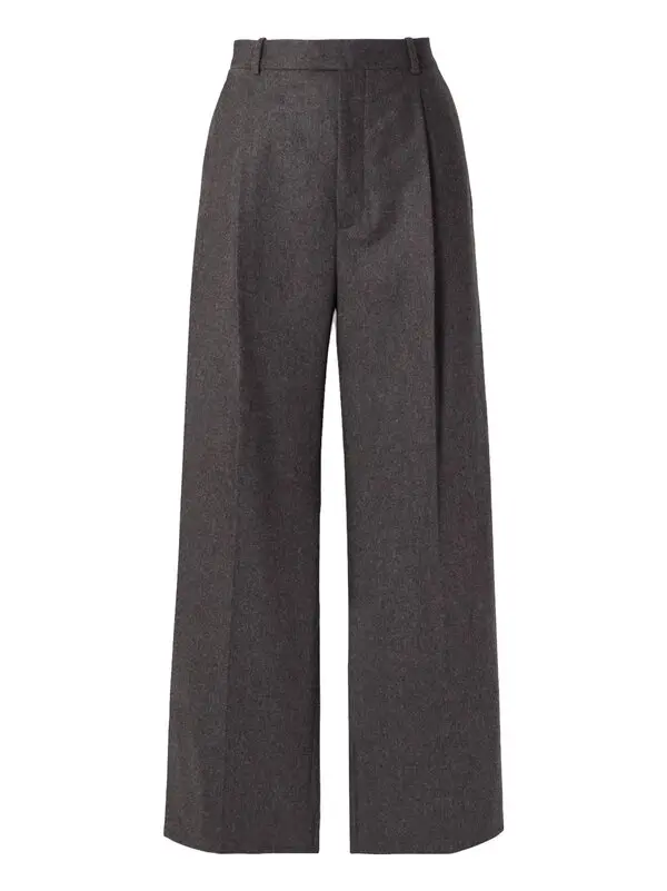 Carven Pleated Straight-leg Wool Pants - Brown