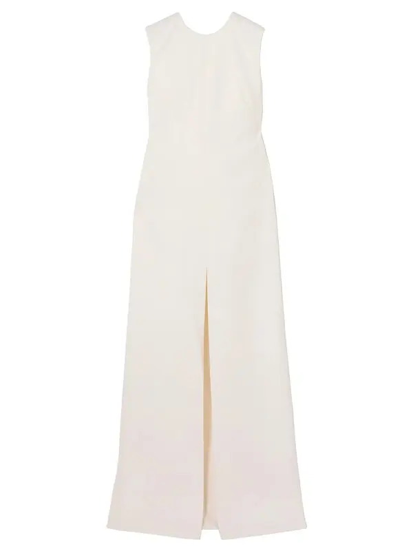Sasuphi Tuxedo Draped Maxi Dress - Ivory