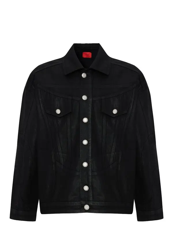 PCFG Shiny Coated Denim Jacket - Black
