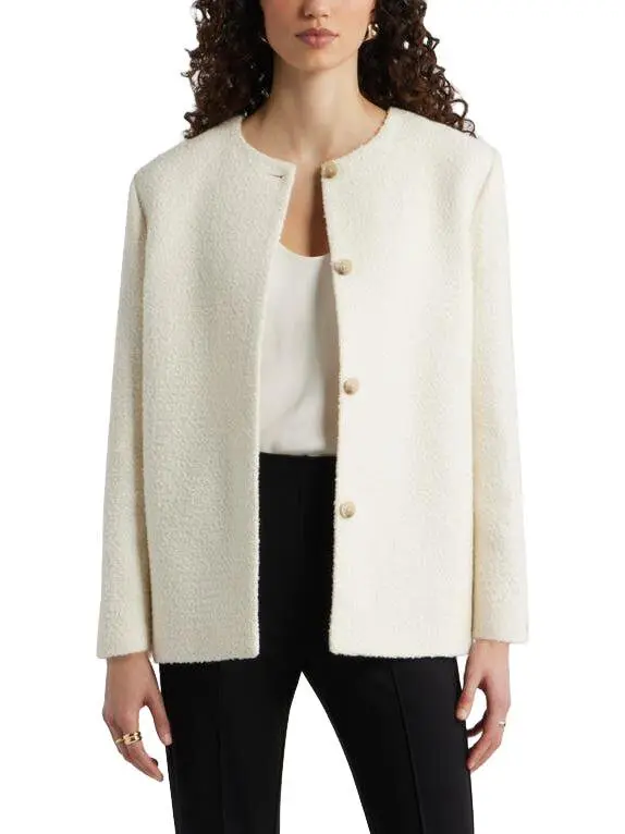 Nordstrom Collarless Pleat Back Jacket - Ivory