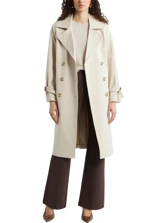 Nordstrom Stretch Cotton Trench Coat - Beige Oatmeal