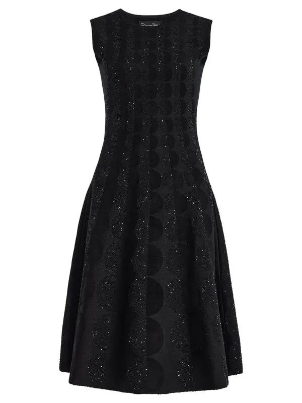 Oscar De La Renta Stretch-cotton Jacquard A-line Dress - Black