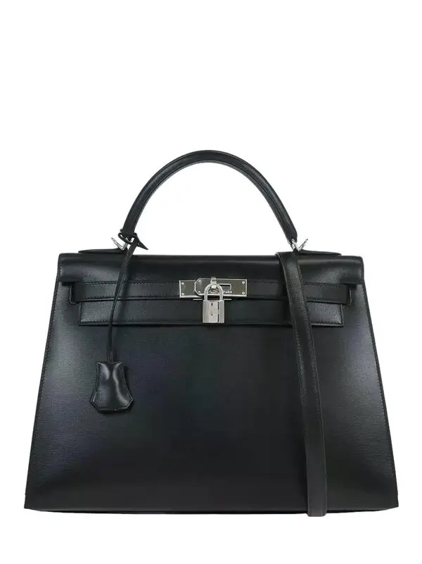 Hermès 2003 Kelly 32 Leather Tote Bag - Black