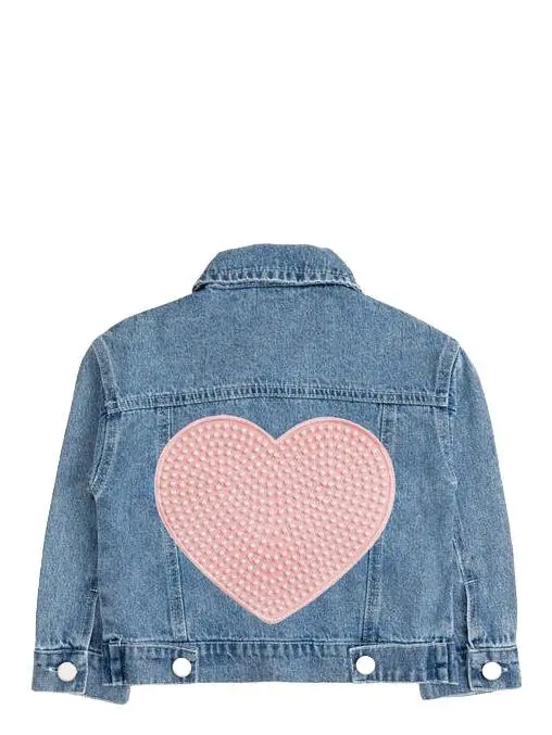 SWEET WINK Pearl Heart Patch Jacket - Denim