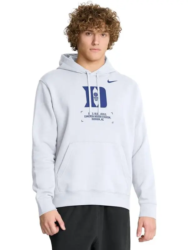Nike Duke Blue Devils Basketball Two-hit Club Fleece Pullover Hoodie - White