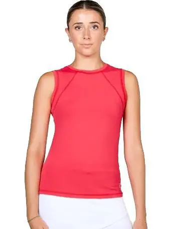SOFIBELLA Sleeveless Tennis Shirt - Berry Red