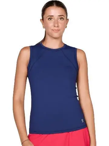 SOFIBELLA Sleeveless Tennis Shirt - Navy
