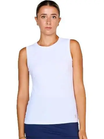 SOFIBELLA Sleeveless Tennis Shirt - White
