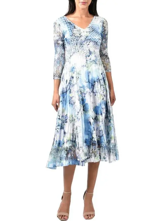 Komarov Charmuese 3/4 Sleeve Dress - Luminaria