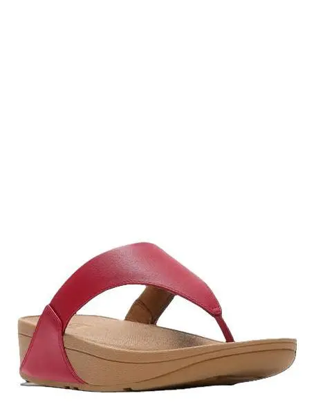 Fitflop Lulu Leather Metallic Toe Post Sandal - Burnt Berry