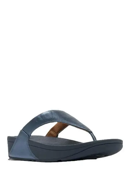Fitflop Lulu Leather Metallic Toe Post Sandal - Metallic Cosmic Blue