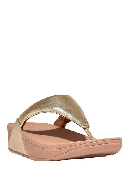 Fitflop Lulu Leather Metallic Toe Post Sandal - Platino