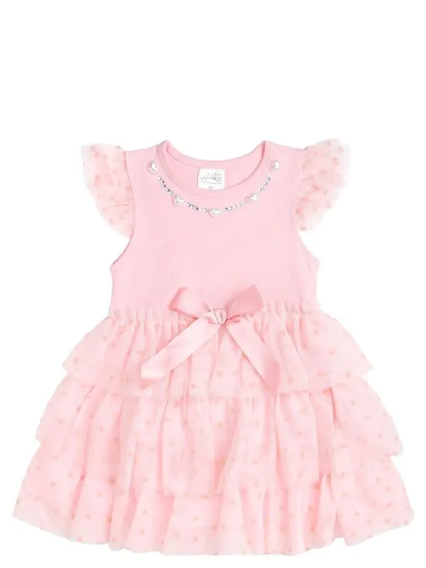 SWEET WINK Heart Valentine's Day Tiered Tutu Dress - Soft Pink