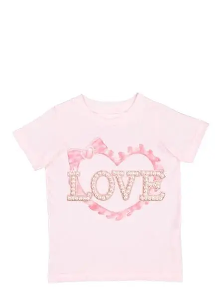 SWEET WINK Pearl Love Patch Short Sleeve T-shirt - Ballet Pink