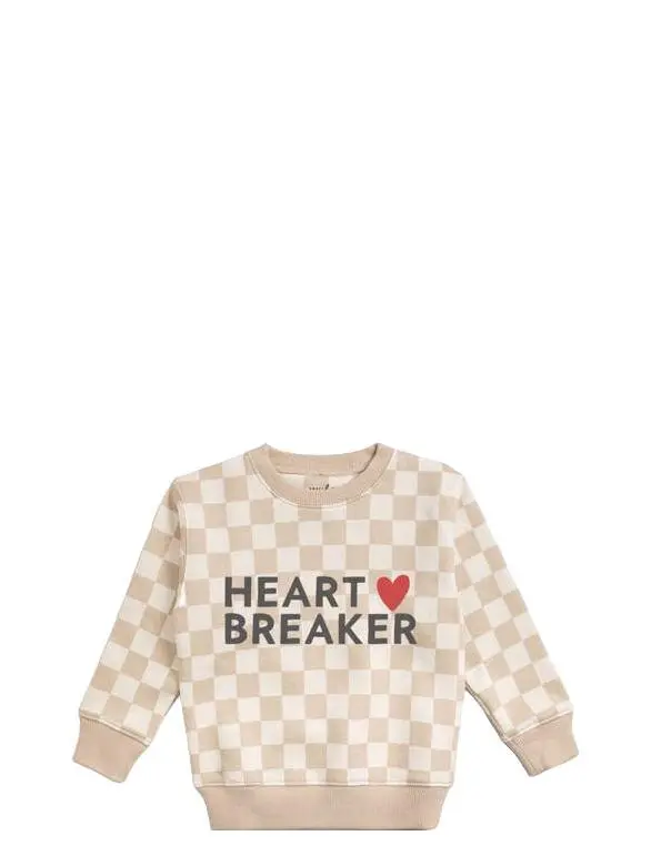 SWEET WINK Heartbreaker Checkered Sweatshirt - Natural