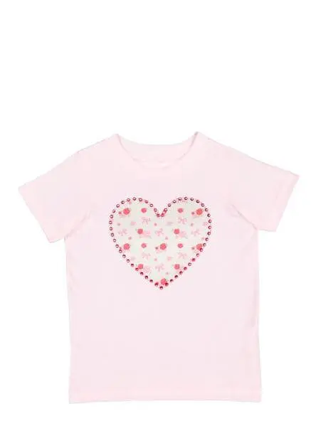 SWEET WINK Pearl Heart Patch Short Sleeve T-shirt - Ballet Pink
