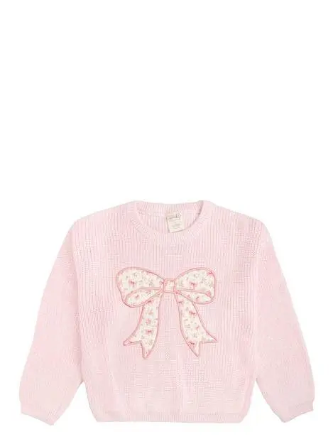 SWEET WINK Floral Bow Knit Sweater - Light Pink
