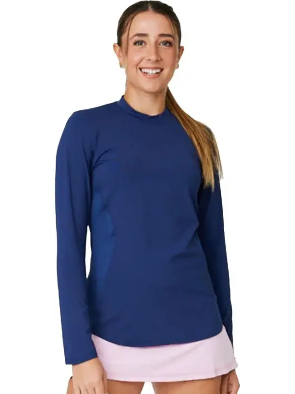 SOFIBELLA Long Sleeve Tennis Shirt - Navy