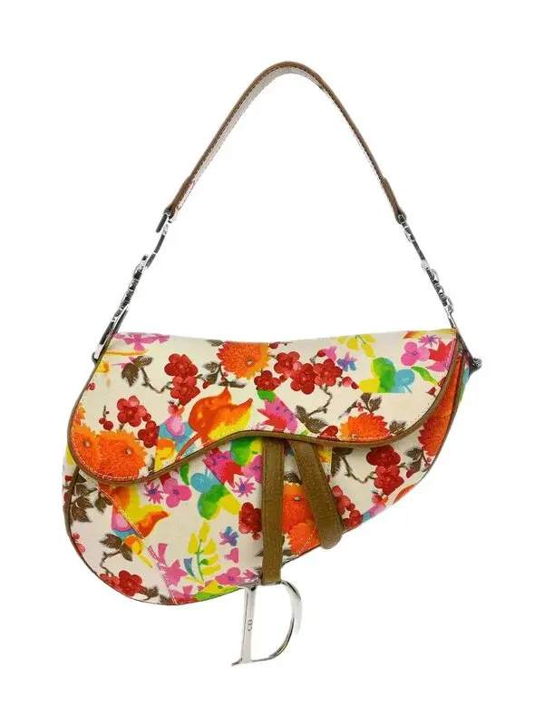 Dior 2005 Floral Saddle Shoulder Bag - Neutrals
