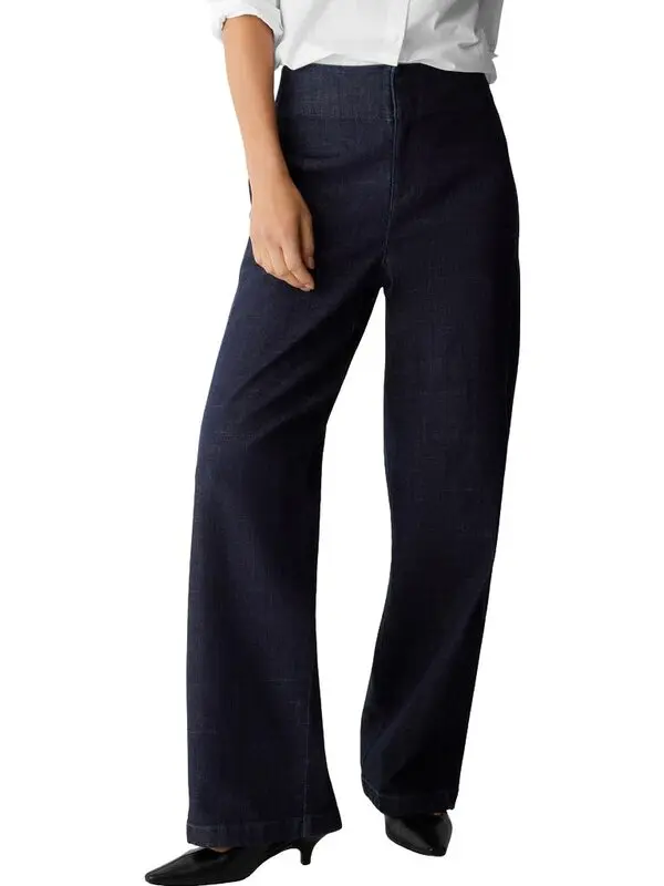 Eileen Fisher Wide-leg Denim Pants - Deep Indigo