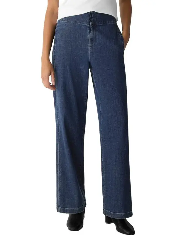 Eileen Fisher Wide-leg Denim Pants - Medium Indigo
