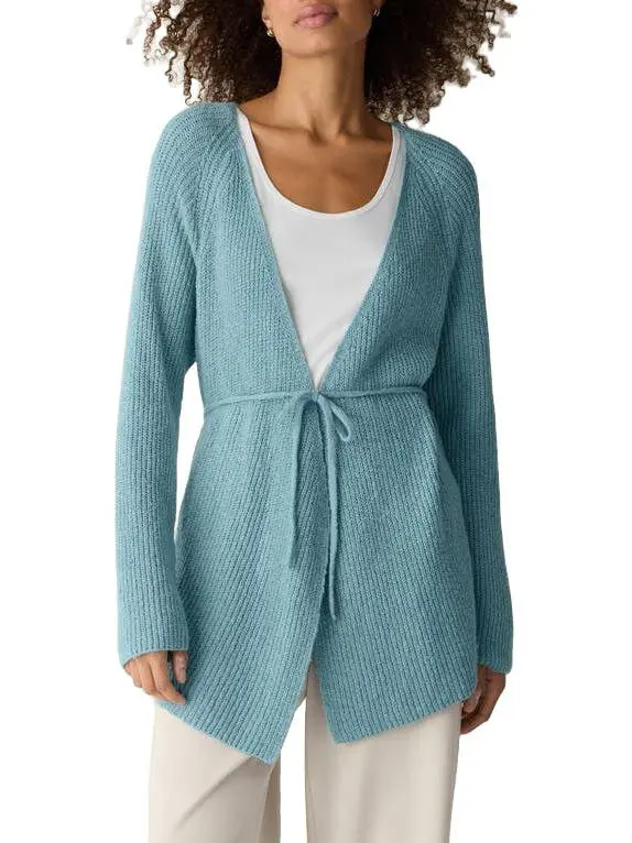 Eileen Fisher Tie Front Longline Cardigan - Seafoam