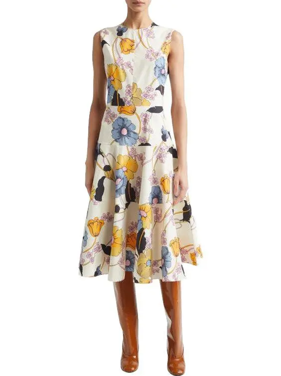 Marni Low-waist Flared Midi Dress - Mfw08 Bone