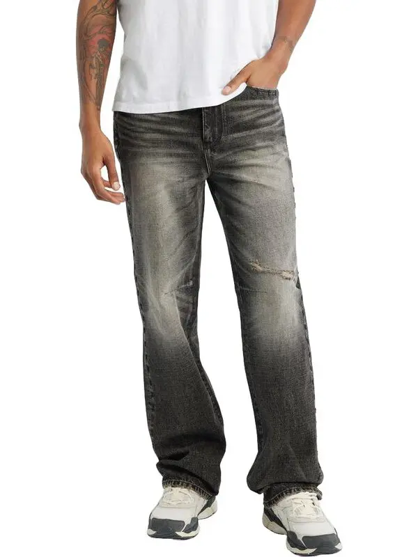 RtA Jonas Distressed Straight Leg Jeans - Ash Storm Side Cross
