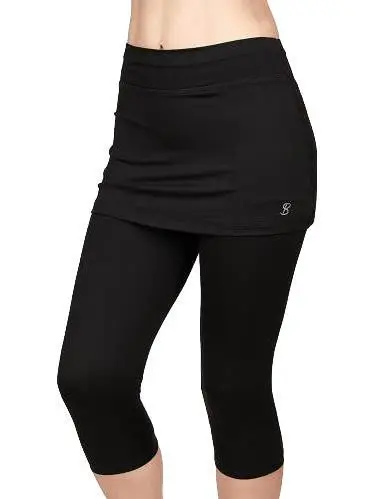 SOFIBELLA Uv Staples Abaza Tennis Skirt With Capri Leggings - Black