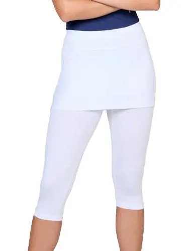 SOFIBELLA Uv Staples Abaza Tennis Skirt With Capri Leggings - White