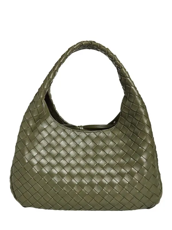 Bottega Veneta Campana Intrecciato Leather Shoulder Bag - 3293 Pickle-muse Brass