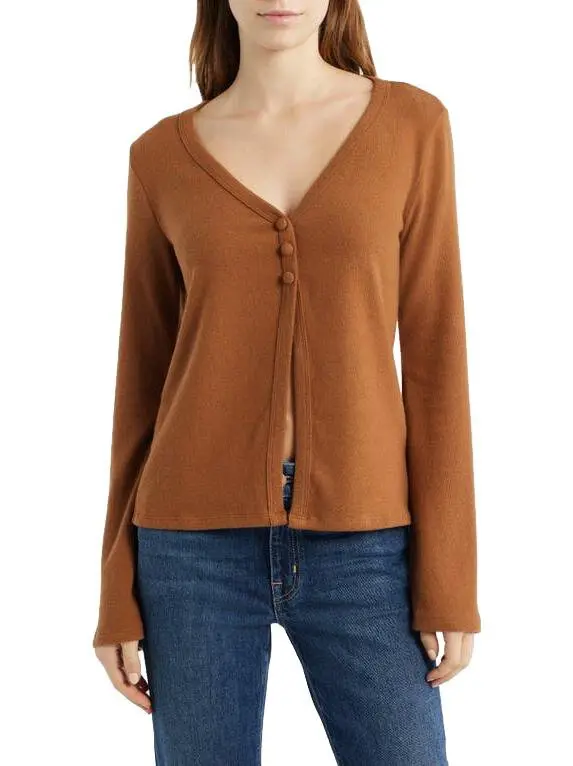 REFORMATION Millie Split Front Cardigan - Toffee