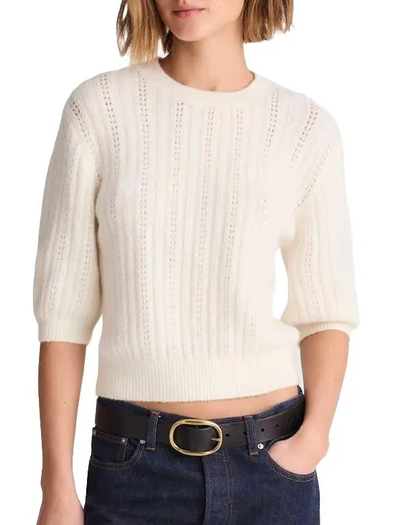 Madewell Cloudsoft Short Sleeve Sweater - Antique Cream