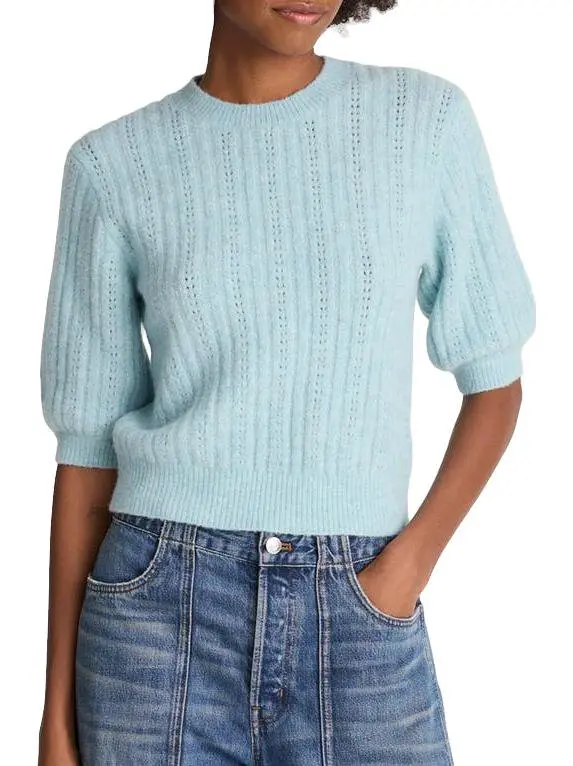 Madewell Cloudsoft Short Sleeve Sweater - Mint Blue