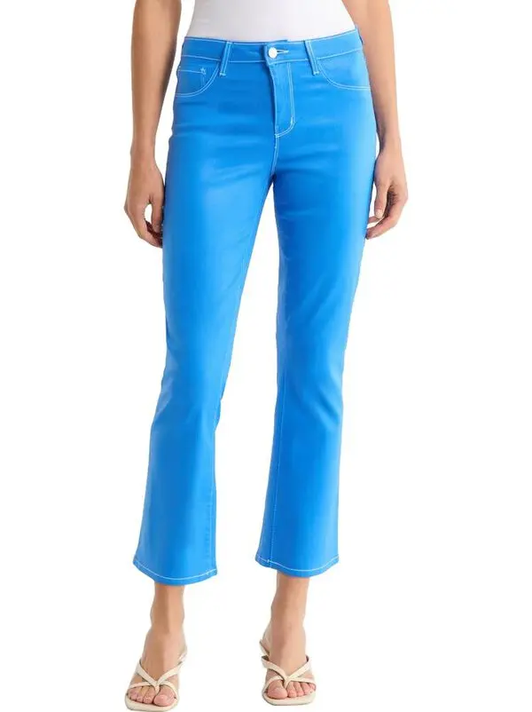 L'Agence Tati High-waist Micro Bootcut Jeans - Regatta Blue/white