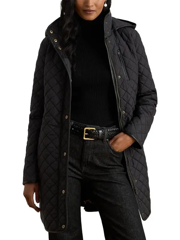 Ralph Lauren Diamond Quilted Longline Coat - Black
