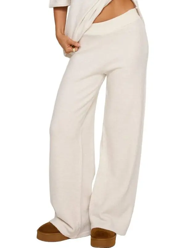 Princess Polly Bekki Wide-leg Sweater Pants - Oat