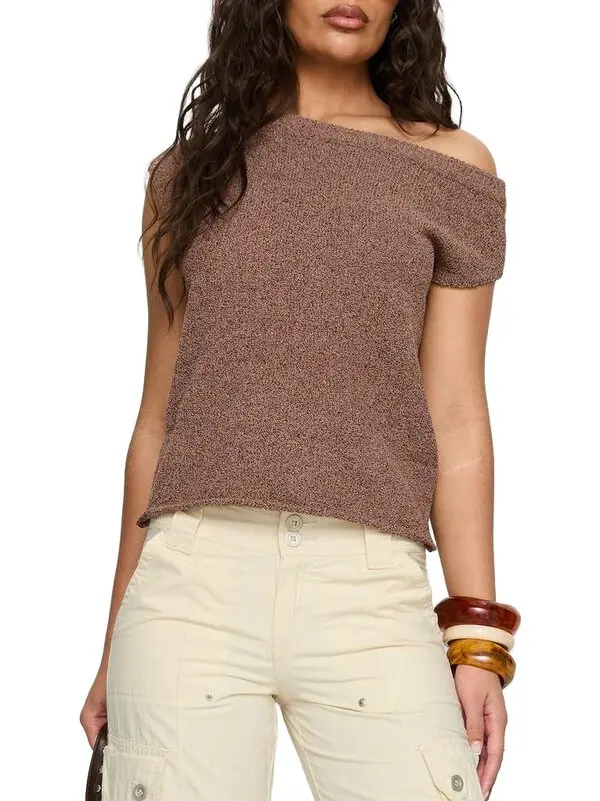 Princess Polly Ashfield Off-the-shoulder Sweater - Brown